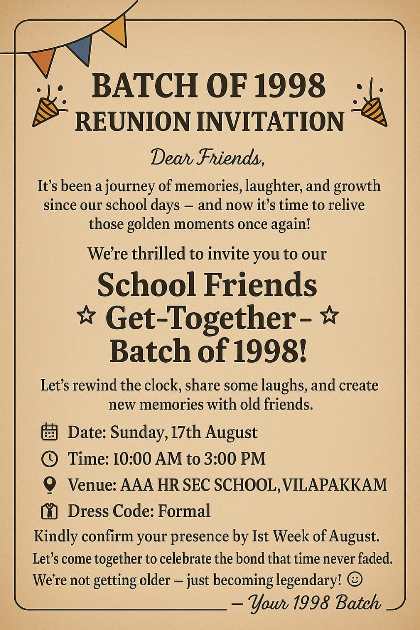 Batch of 1998 - School Friends Reunion